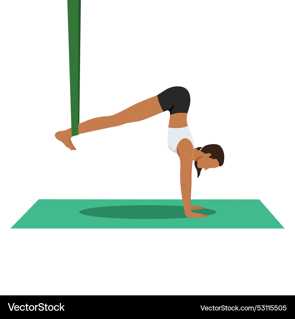 Young woman doing handstand pose prep aerial Vector Image