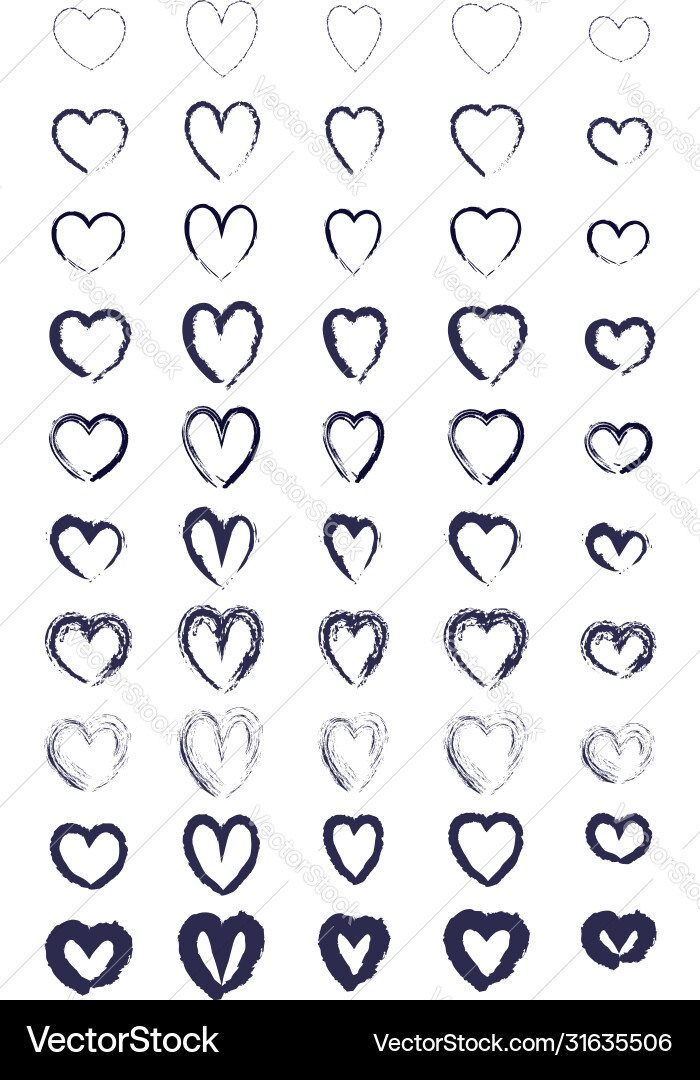 50 shapes heart dark blue Royalty Free Vector Image