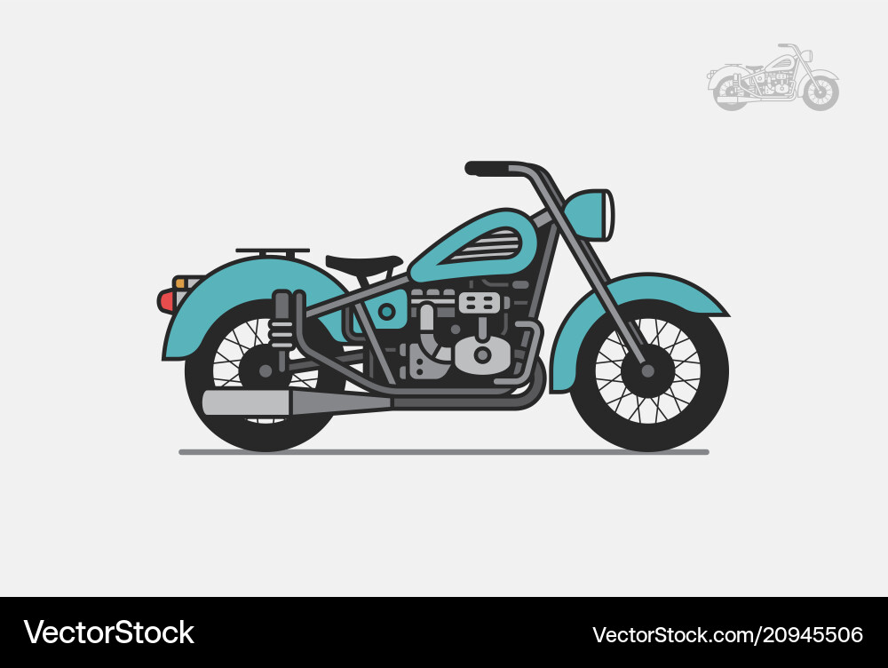 Blue vintage motorcycle Royalty Free Vector Image