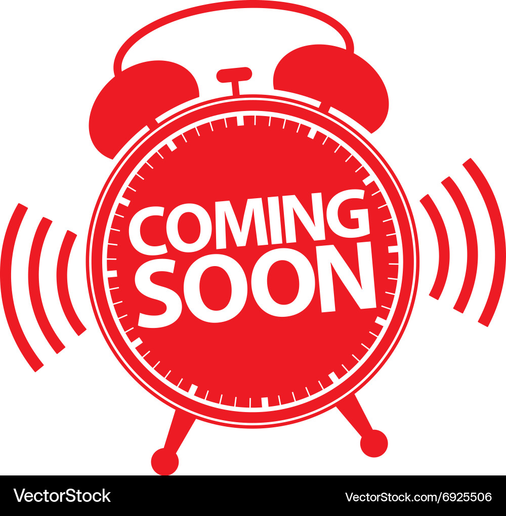 Coming soon alarm clock red icon Royalty Free Vector Image