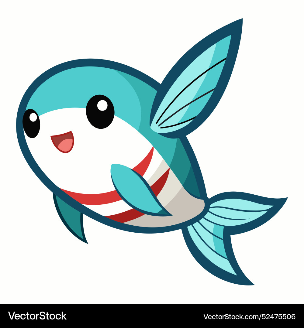 Flying fish sleeps kawaii Royalty Free Vector Image