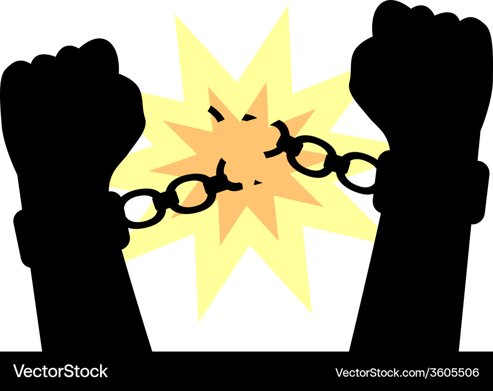 Hands to break the shackles Royalty Free Vector Image