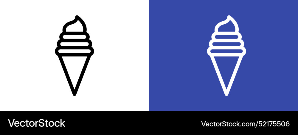 Ice cream cone logo sign set outline Royalty Free Vector