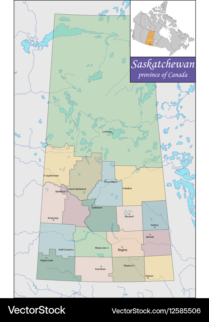 Map of saskatchewan Royalty Free Vector Image - VectorStock