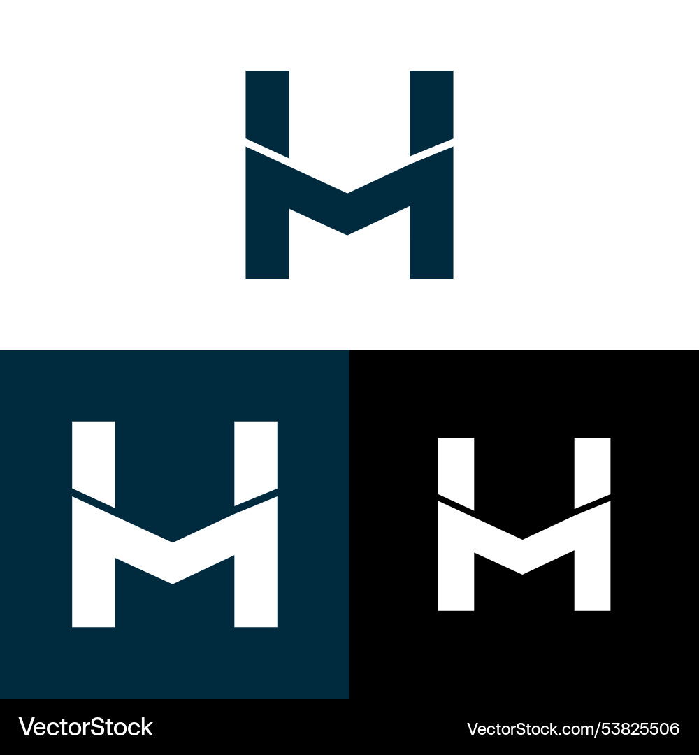 Minimalist initial lettermark hm brand logo Vector Image