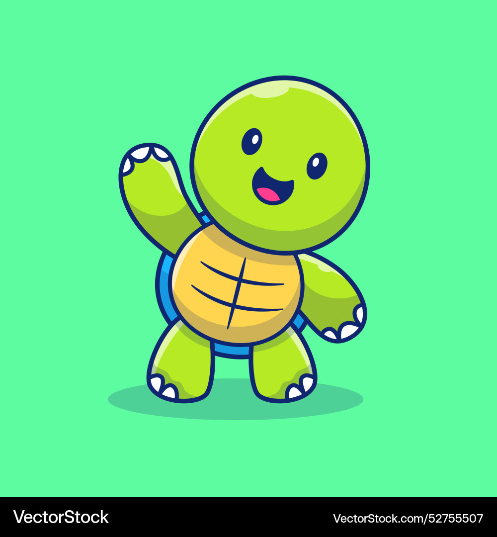 Cute turtle waving hand cartoon Royalty Free Vector Image
