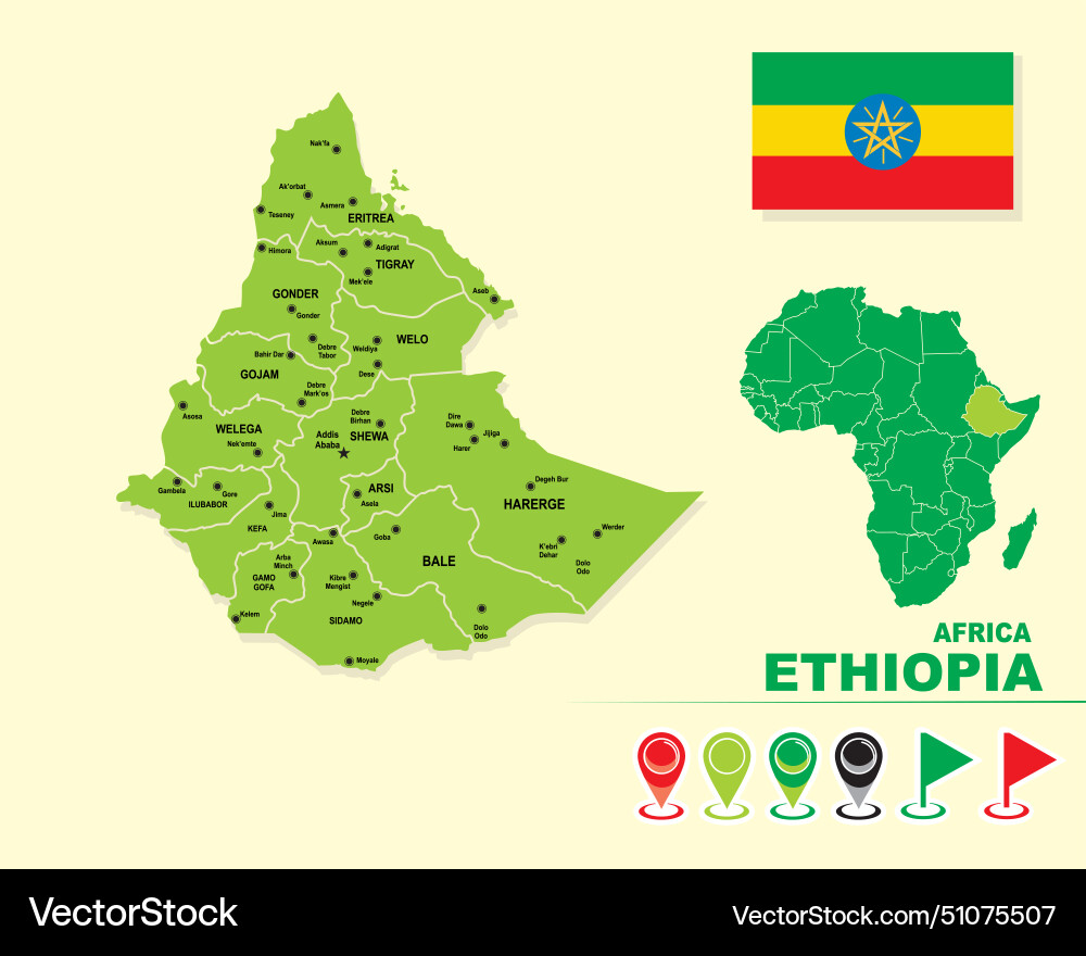 Ethiopia map Royalty Free Vector Image - VectorStock