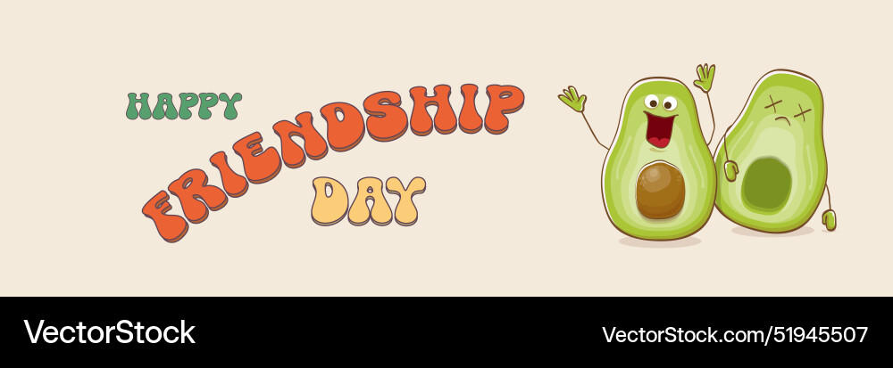 Happy friendship day cartoon comic horizontal Vector Image