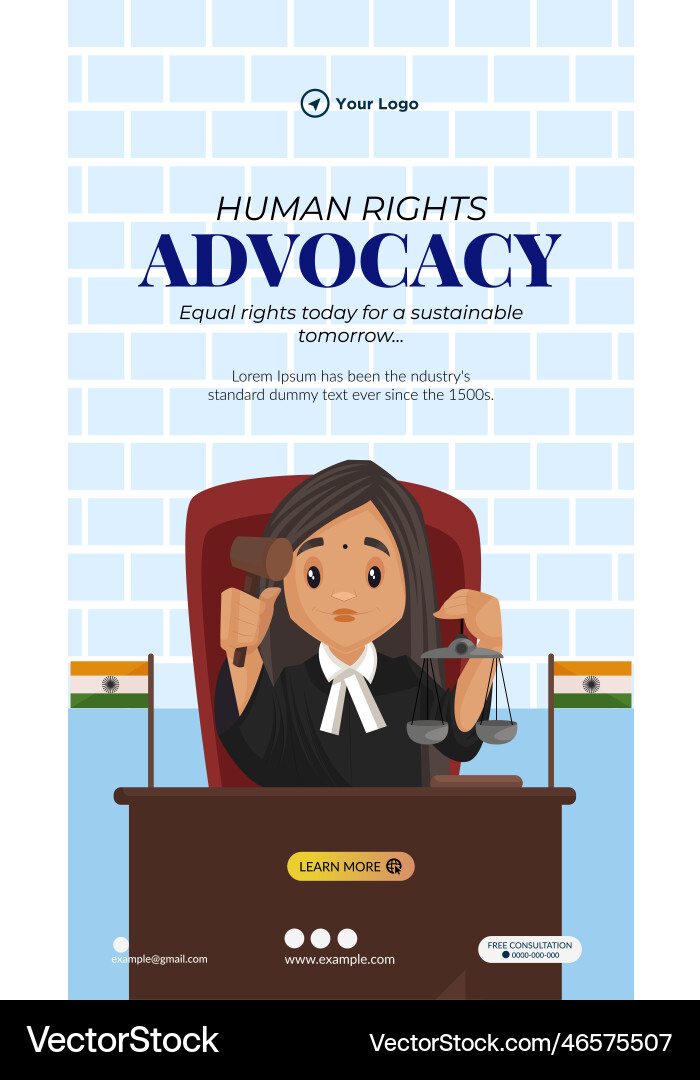 Human rights advocacy portrait template Royalty Free Vector