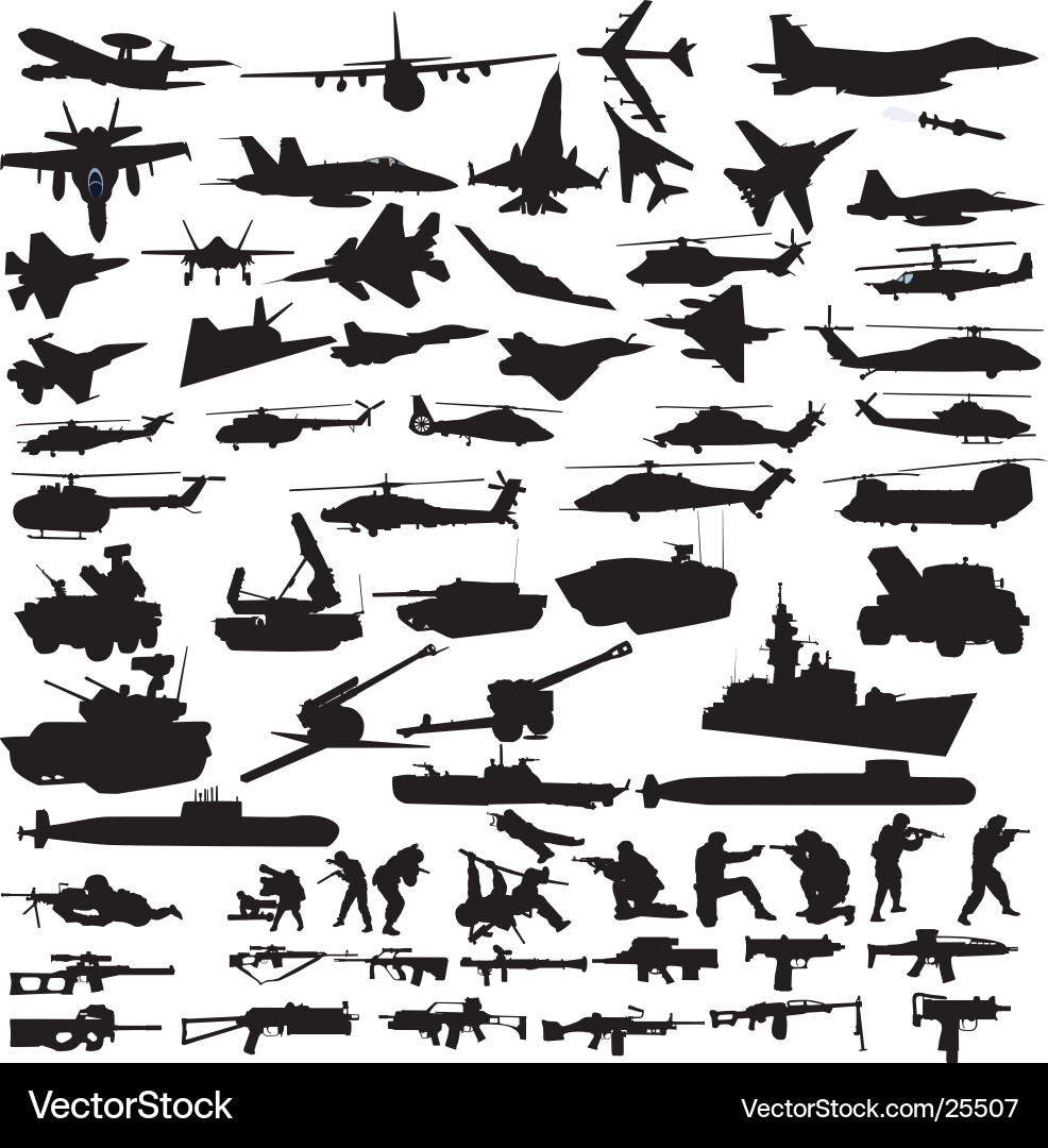 Military Silhouettes - Combat Icons Royalty Free Vector