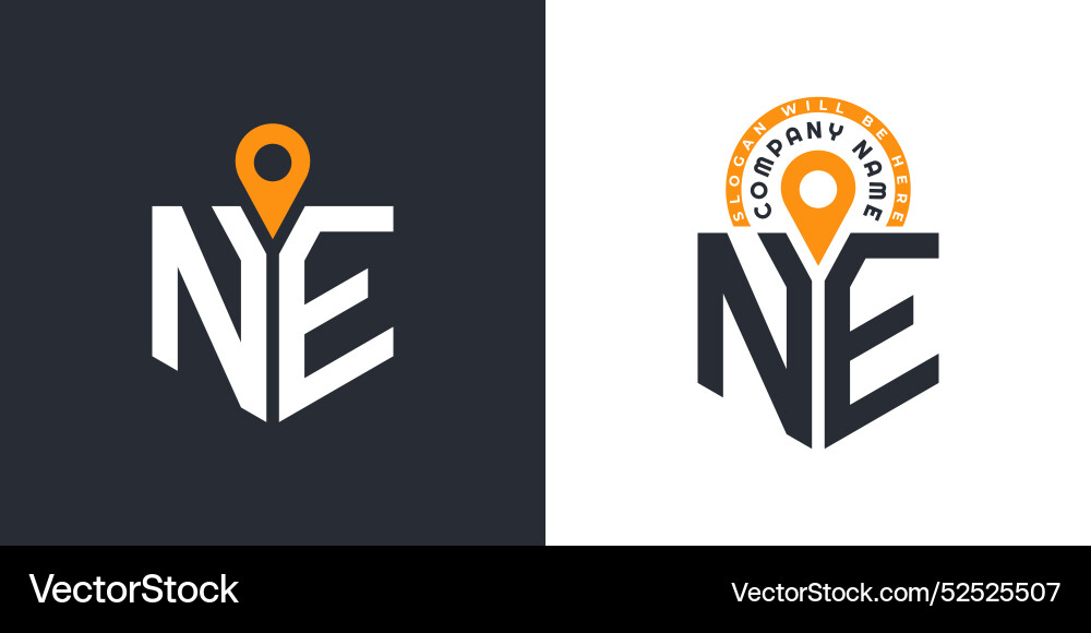 Ne location logo bundle letter dual icons Vector Image