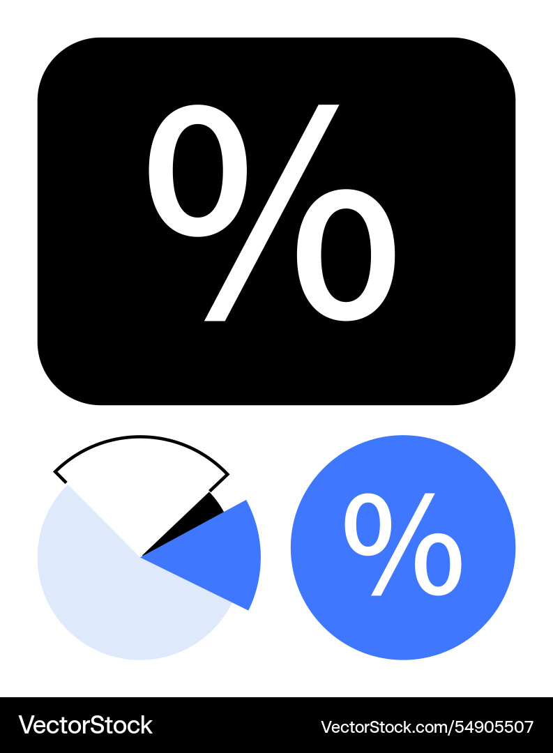 Percentage symbols and pie charts representing Vector Image