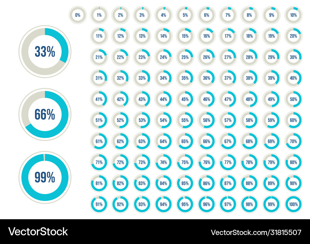 Pie chart full set ring percentage diagram Vector Image