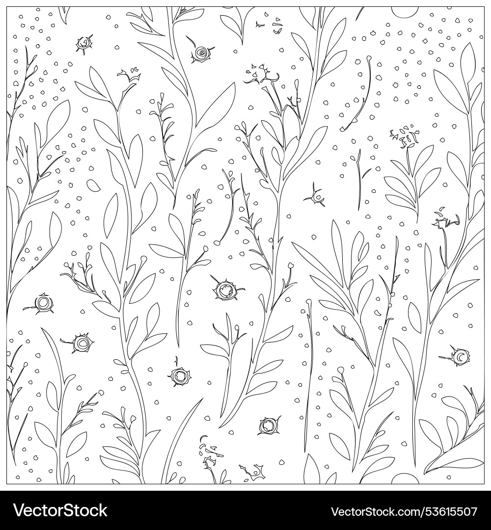 Wildflowers flower pattern outline sketch Vector Image