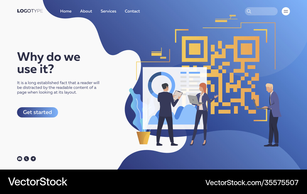 Workers analyzing barcode Royalty Free Vector Image