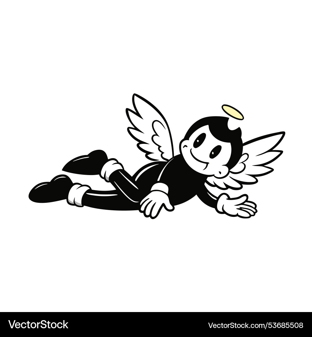 Black and white of a fallen angel Royalty Free Vector Image
