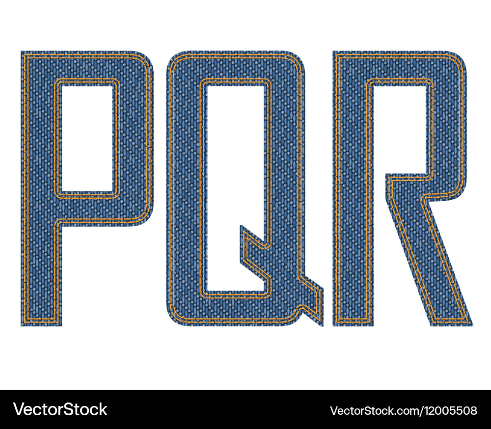 Denim fabric stithed letters Royalty Free Vector Image