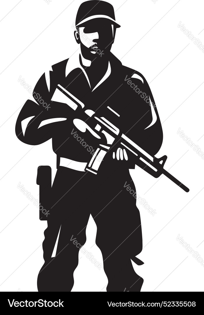 Gunslinger soldier emblematic frontline firearm Vector Image