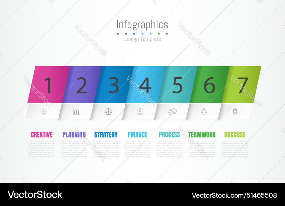 Infographic 7 options design elements Royalty Free Vector
