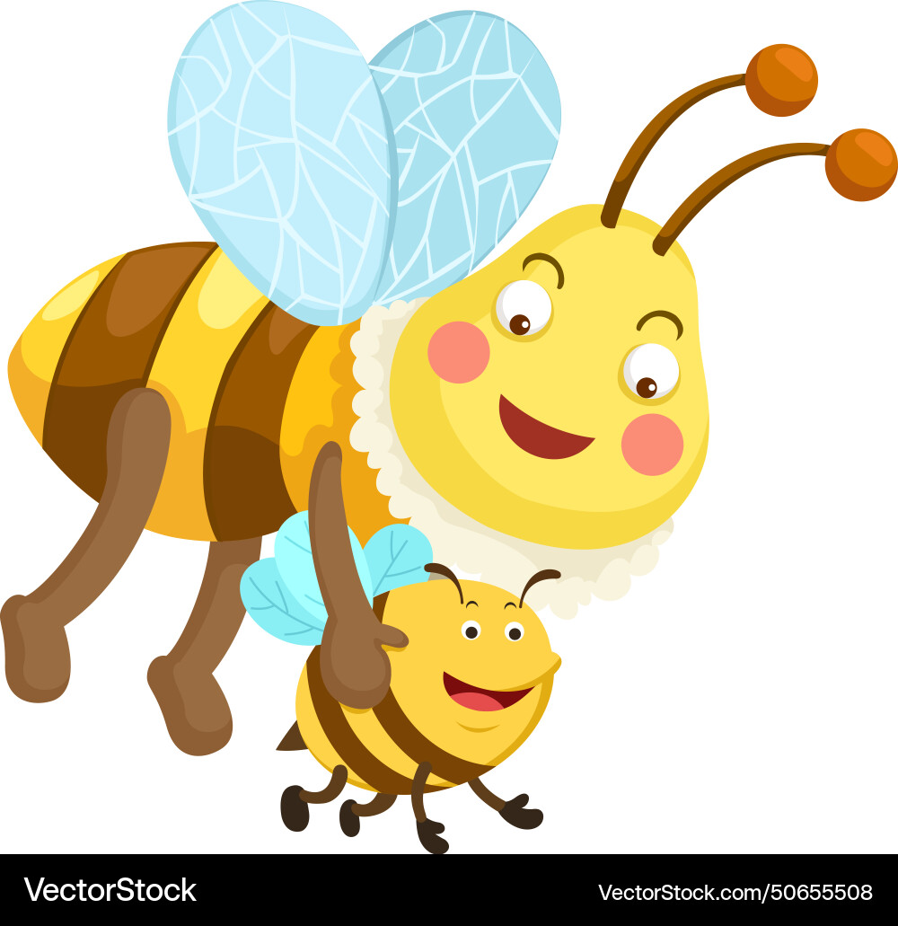 Isolated cartoon bee on white background Vector Image