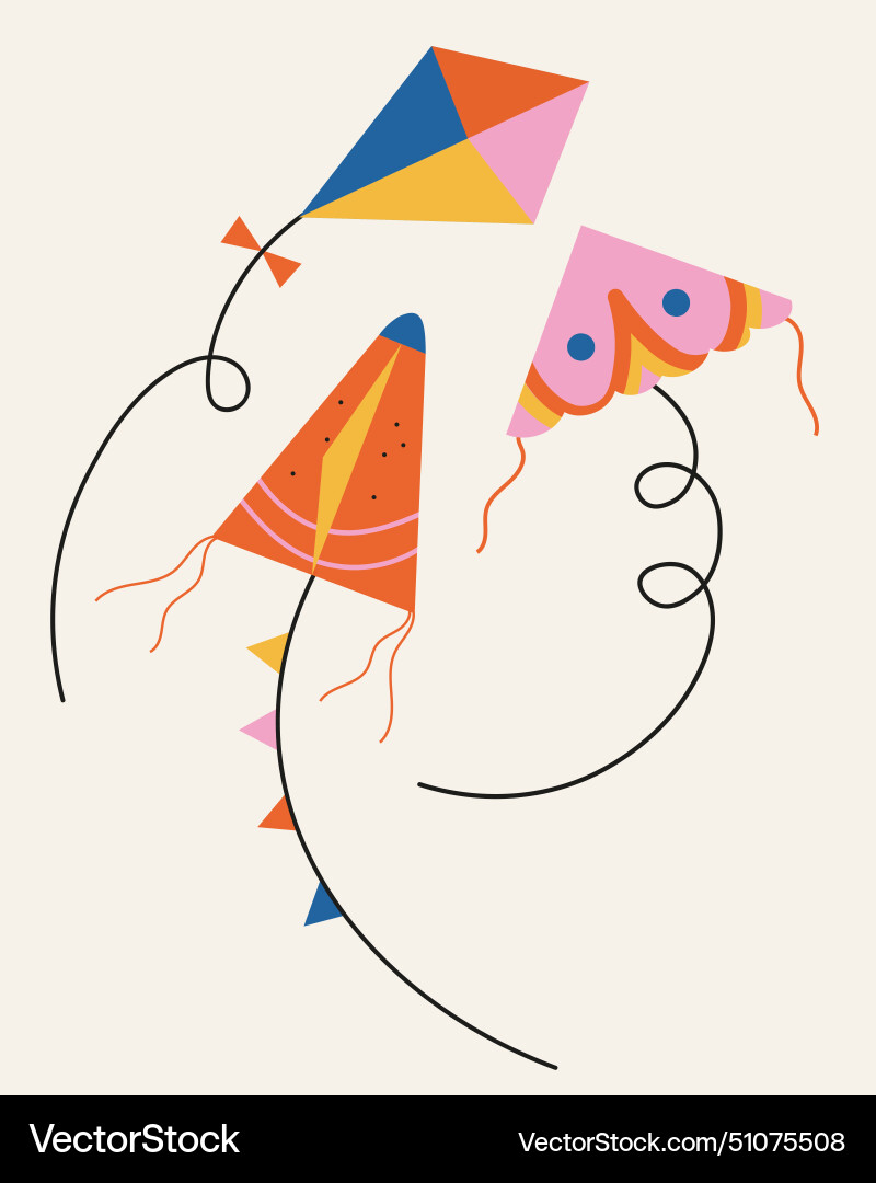 Kites set cartoon style Royalty Free Vector Image