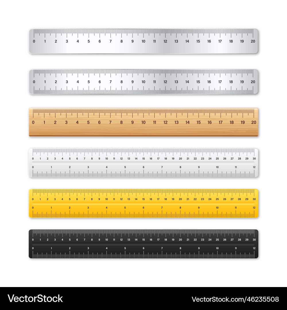 Realistic various metal and plastic rulers Vector Image