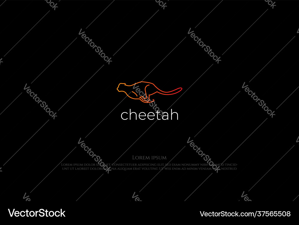 Running fast cheetah line outline logo design Vector Image