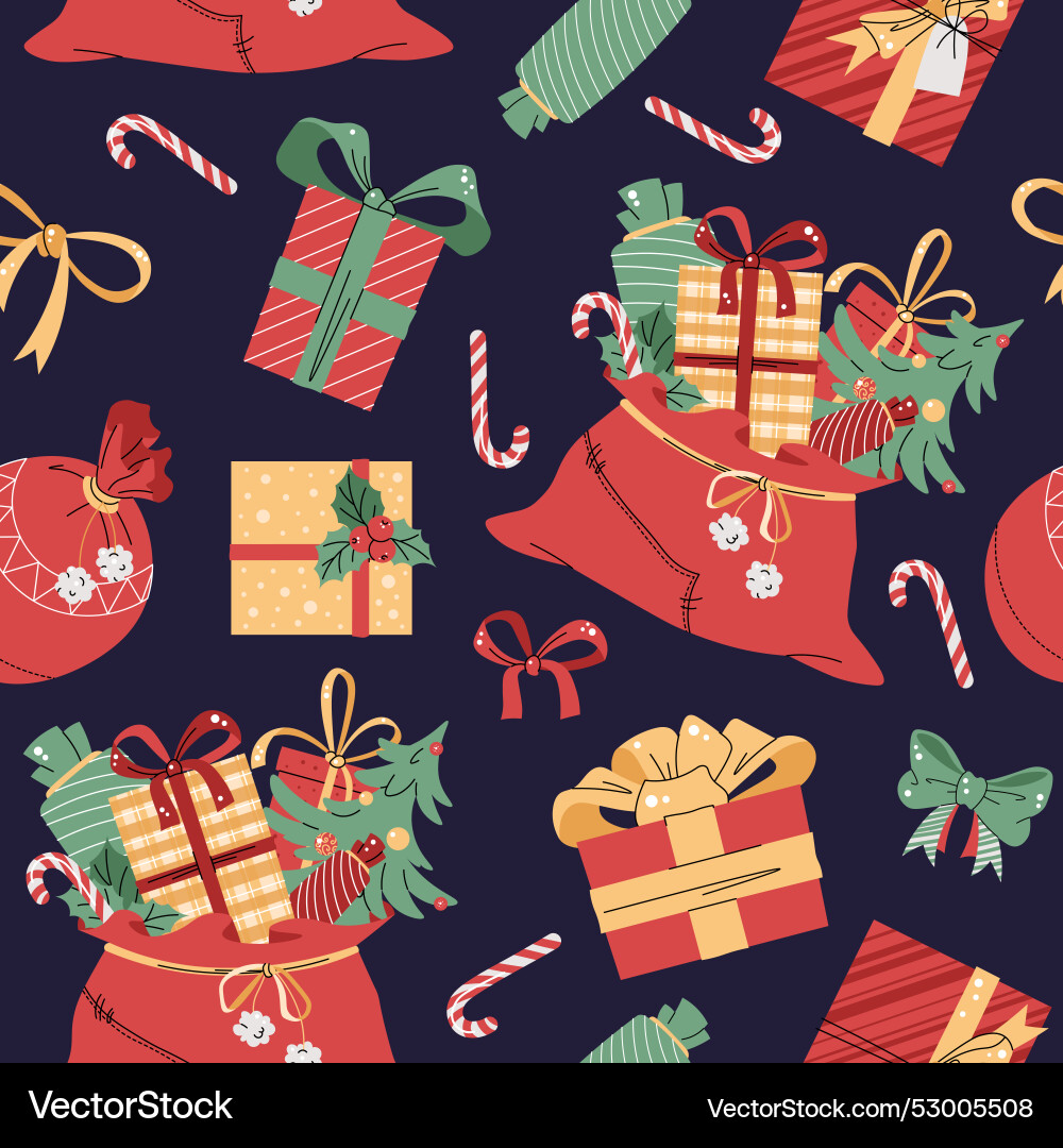Seamless pattern with christmas gift boxes Vector Image