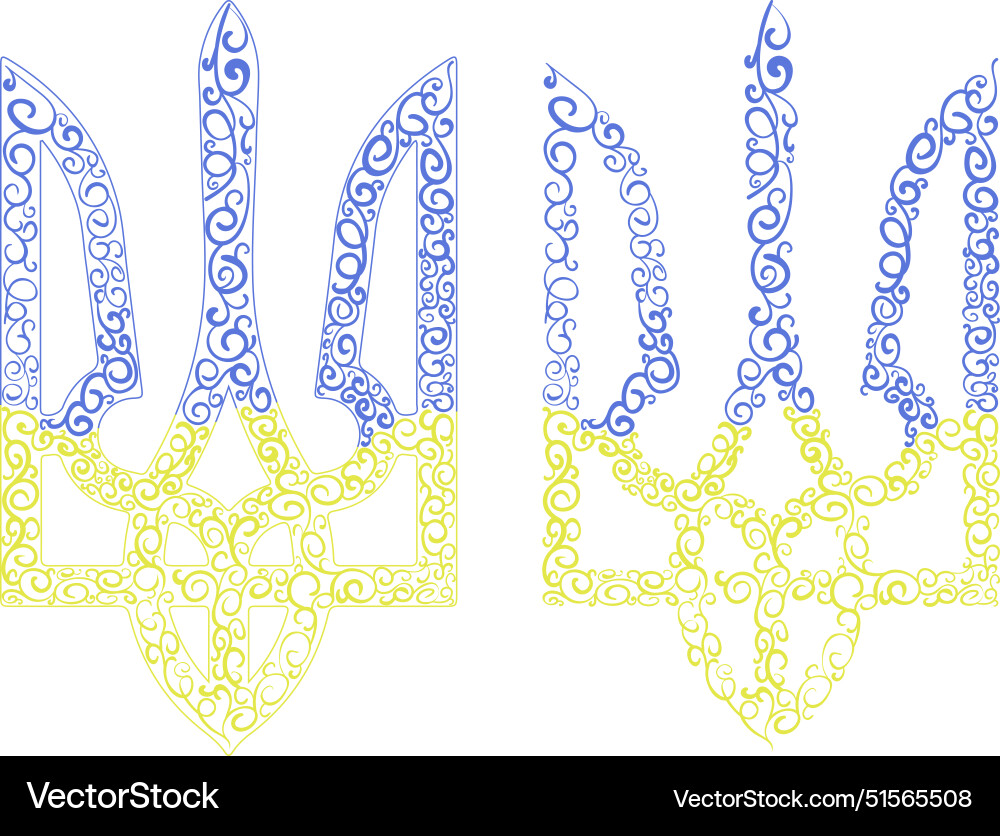 Ukrainian national emblem trident tryzub spiral Vector Image