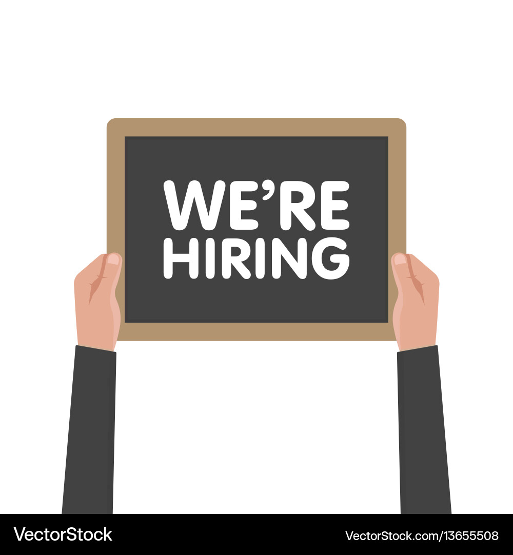 We are hiring sign in hand Royalty Free Vector Image