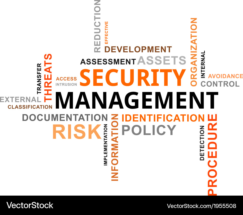 Word cloud security management Royalty Free Vector Image