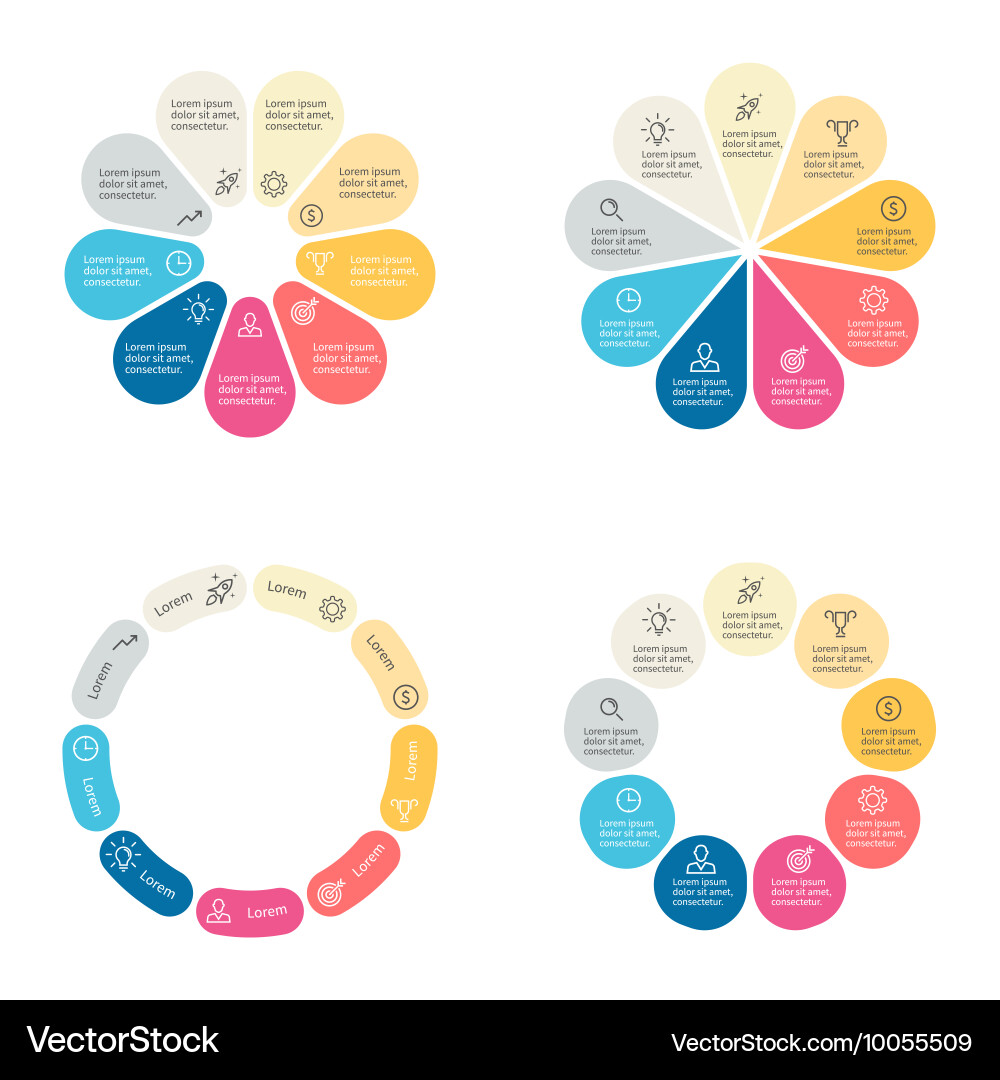 Circular infographics with 9 sections Royalty Free Vector