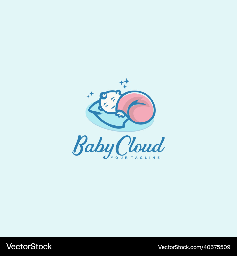 Cute little baby sleep logo design template Vector Image
