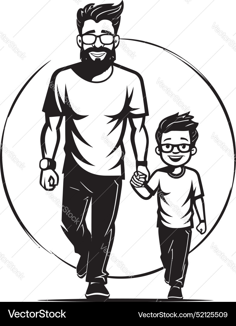 Fun filled memories father son iconic emblem Vector Image