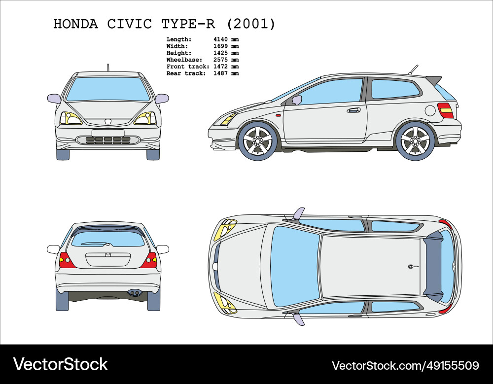 Honda civic type-r 2001 Royalty Free Vector Image