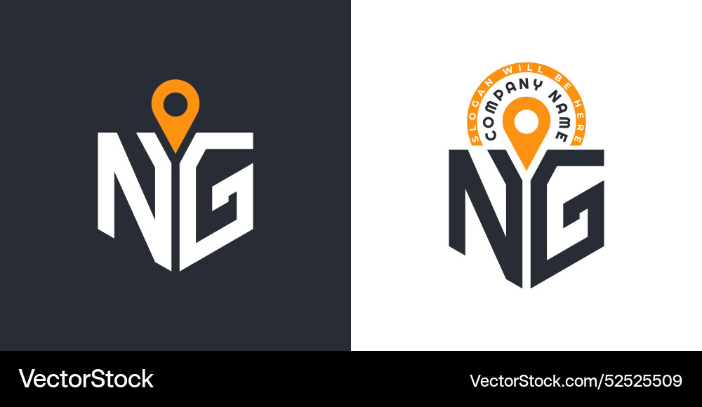 Ng location logo bundle letter dual icons Vector Image