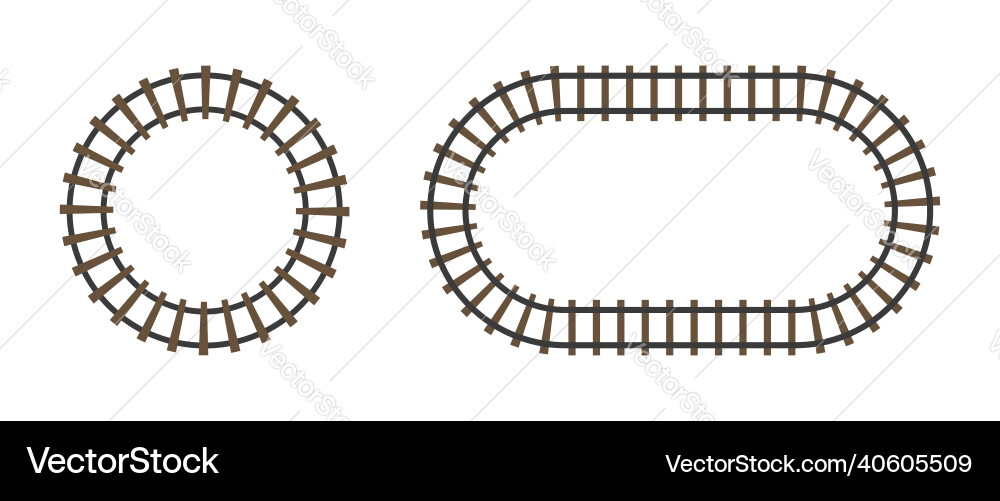 Rail track railway for train round road Royalty Free Vector