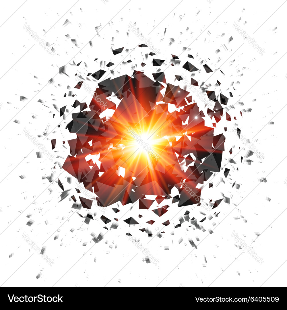 Red flaming meteor explosion isolated on white Vector Image