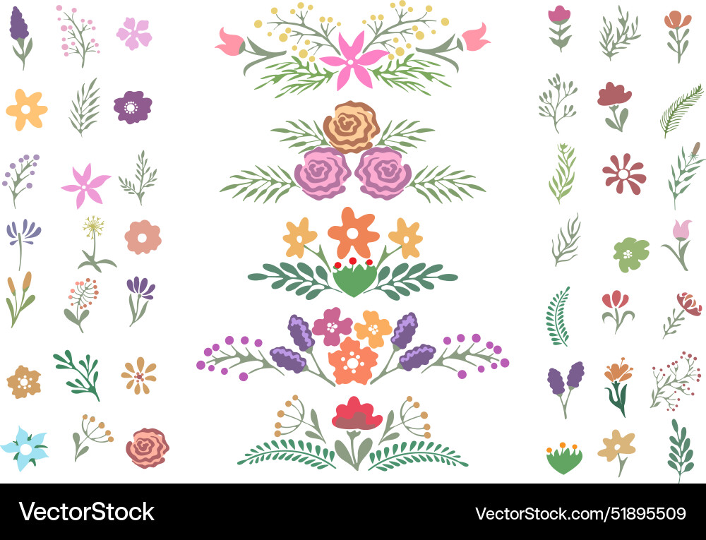 Scandinavian plants and flower set Royalty Free Vector Image