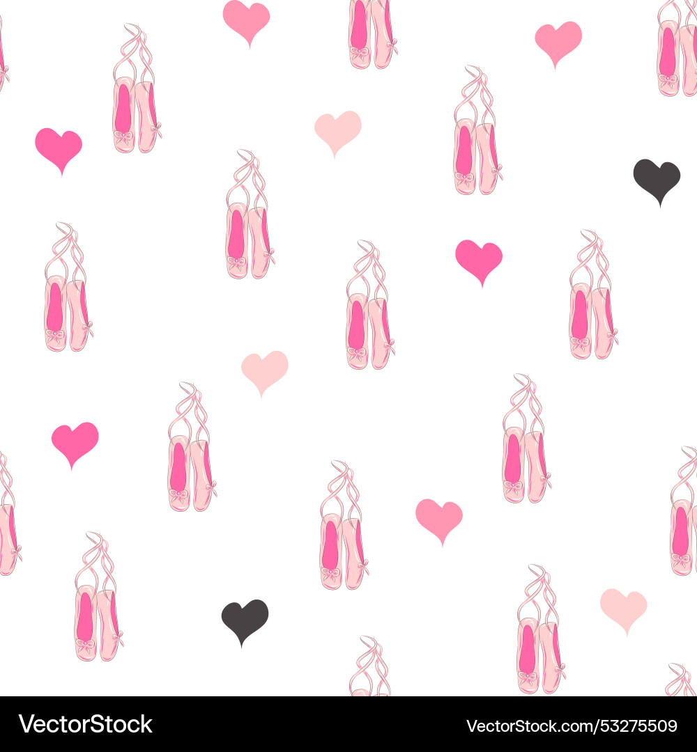 Seamless pattern with ballet pointe shoes Vector Image