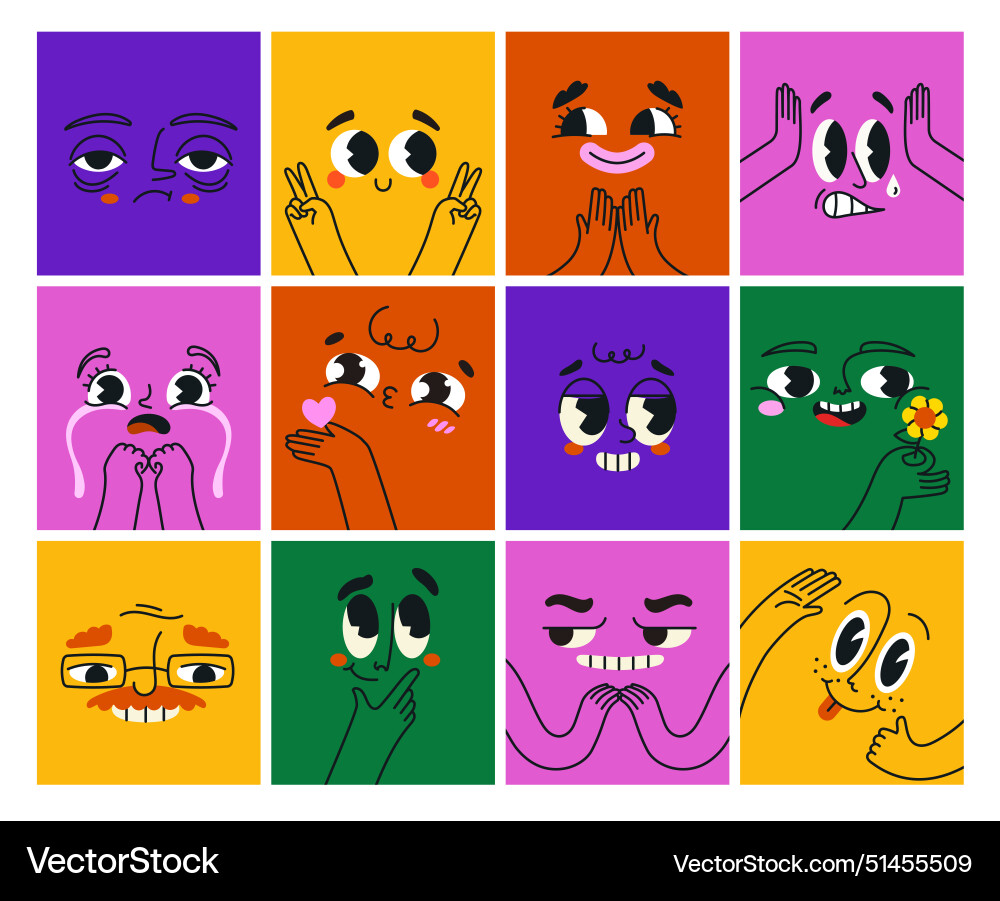 Set of different doodle faces Royalty Free Vector Image