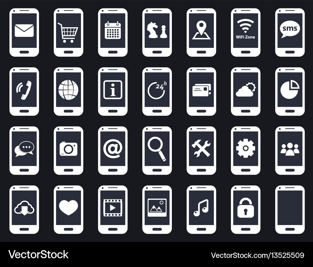 Smartphone Icon Set Royalty Free Vector Image - VectorStock