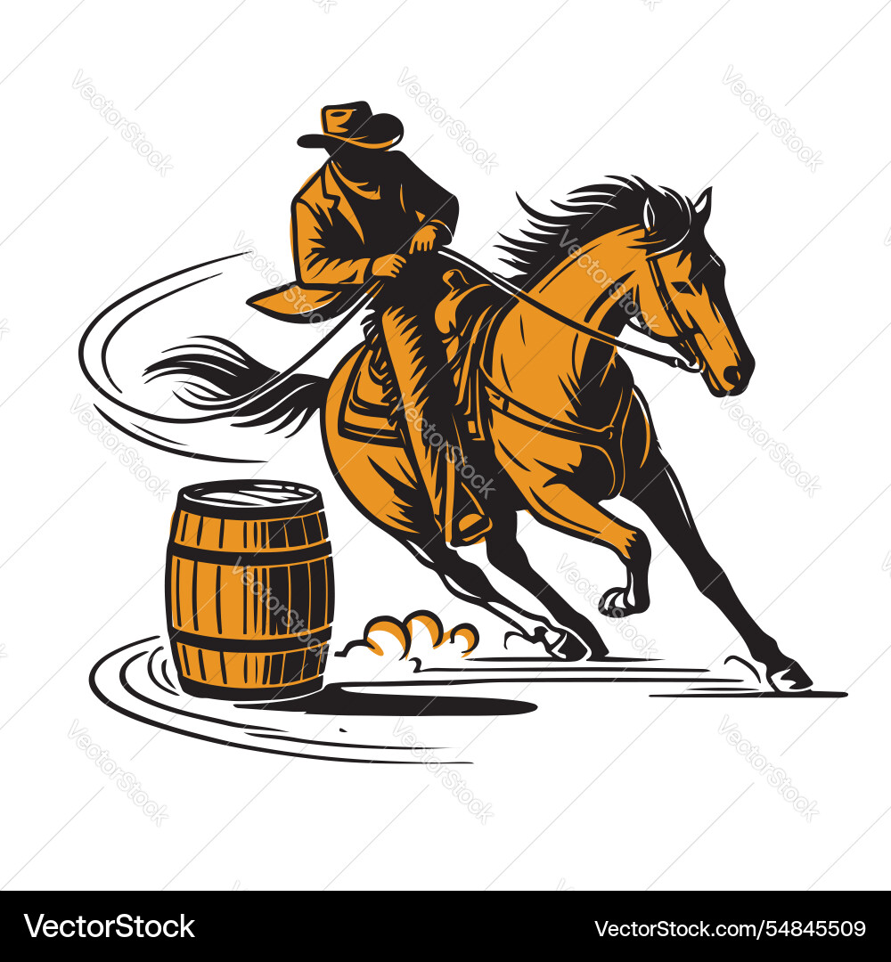 Western cowboy barrel racing competition Vector Image