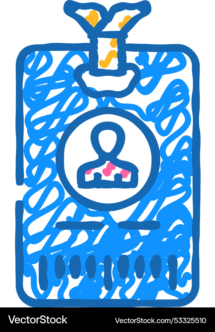 Attendee badge icon doodle Royalty Free Vector Image