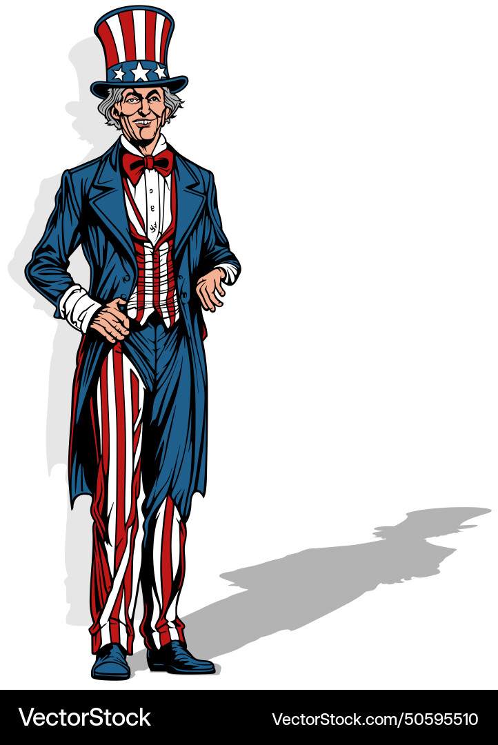 Colored drawing of uncle sam in a costume Vector Image