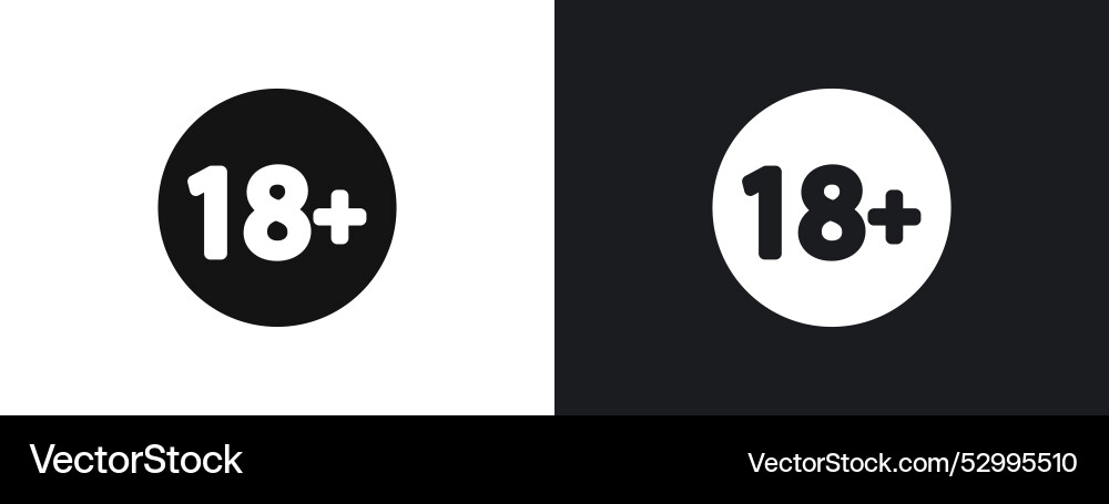 Eighteen plus icon linear graphics set in black Vector Image