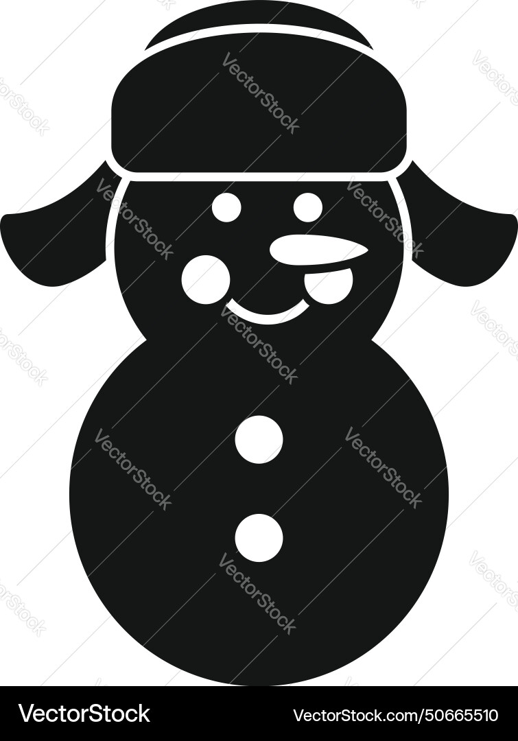 Face smile snowman icon simple festive Royalty Free Vector