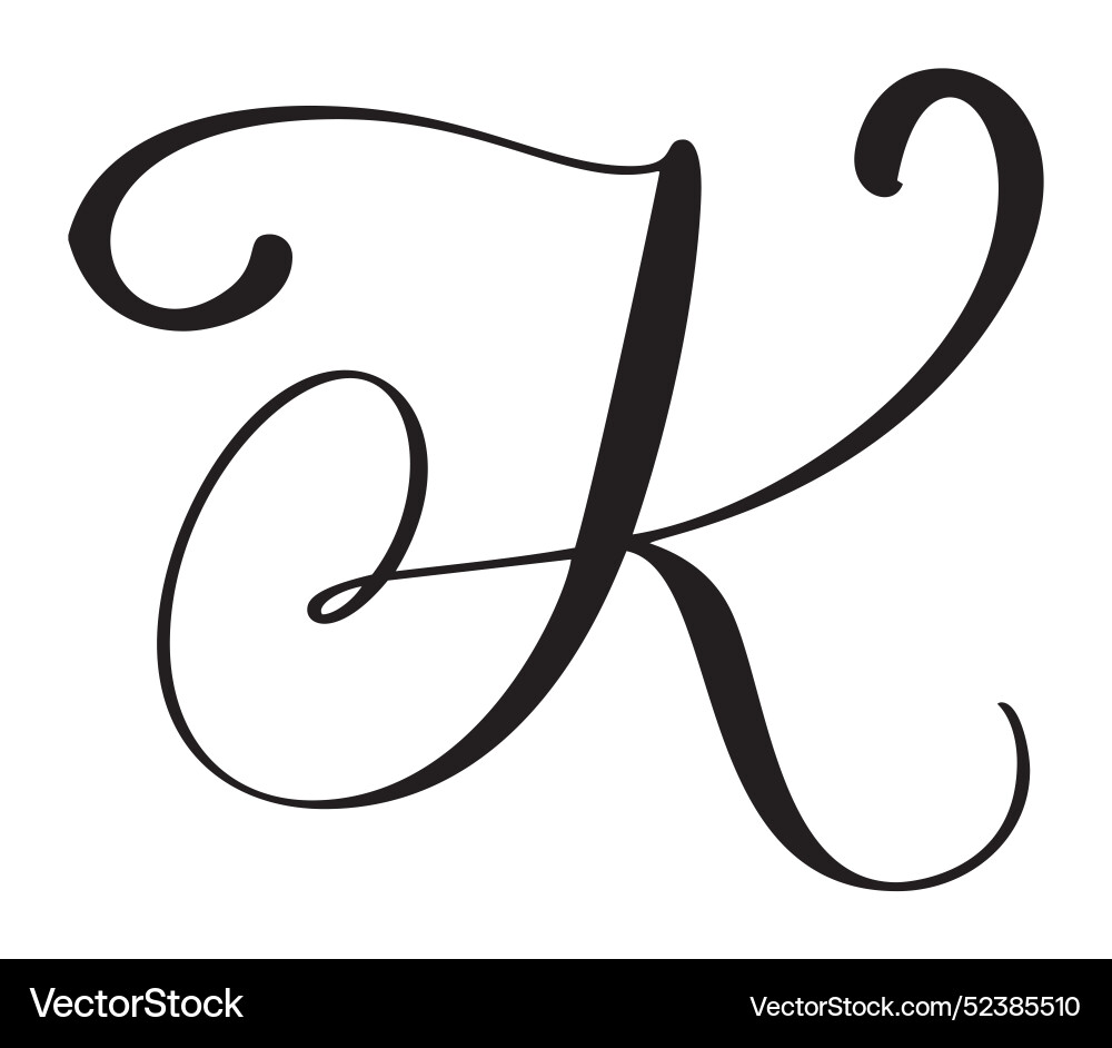 Hand drawn calligraphy letter capital k Royalty Free Vector