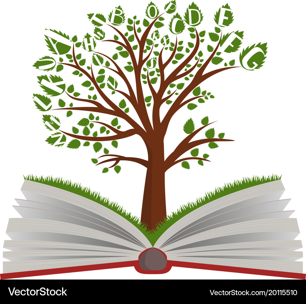 Knowledge tree from open book Royalty Free Vector Image