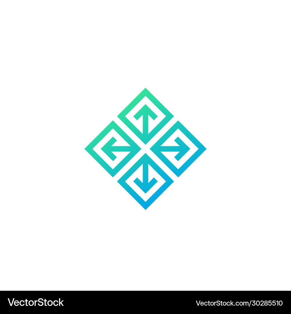 Logistics logo with squares and arrows Royalty Free Vector